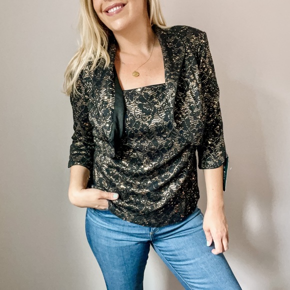 R&M Richards | Jackets & Coats | Vintage Lace Sequin Sparkle Top ...